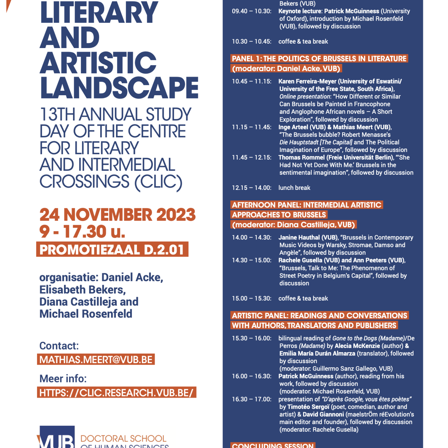 CLIC day 2023: Brussels in the Literary and Artistic